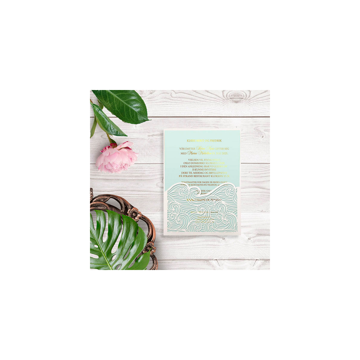 Bryllupsinvitasjon Waves, pocket